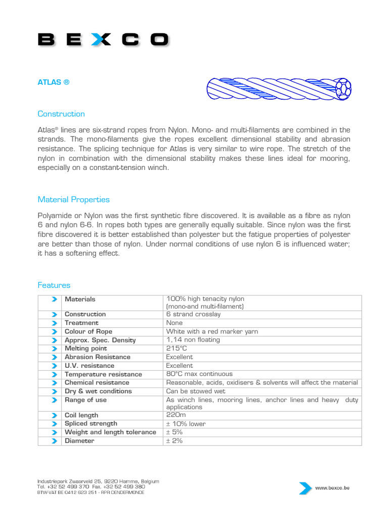 Atlas 6 Strand | PDF | Rope | Nylon