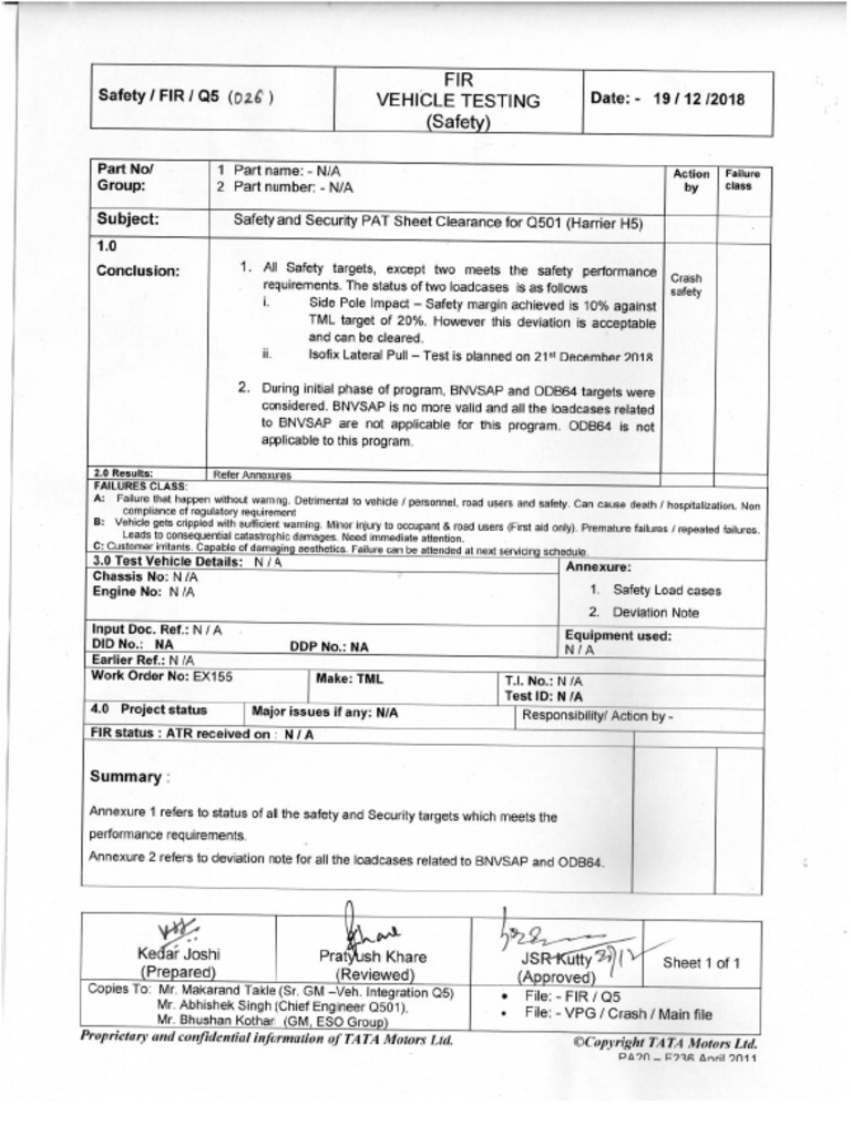 Q5 FIR Safety Security PAT | PDF | Transport Safety | Motor Vehicle
