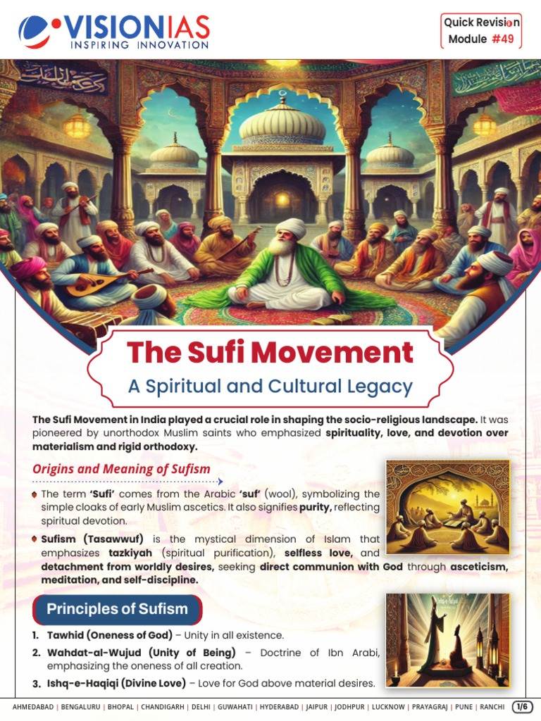 VisionIAS Quick Revision Material March 2025 The Sufi Movement | PDF ...
