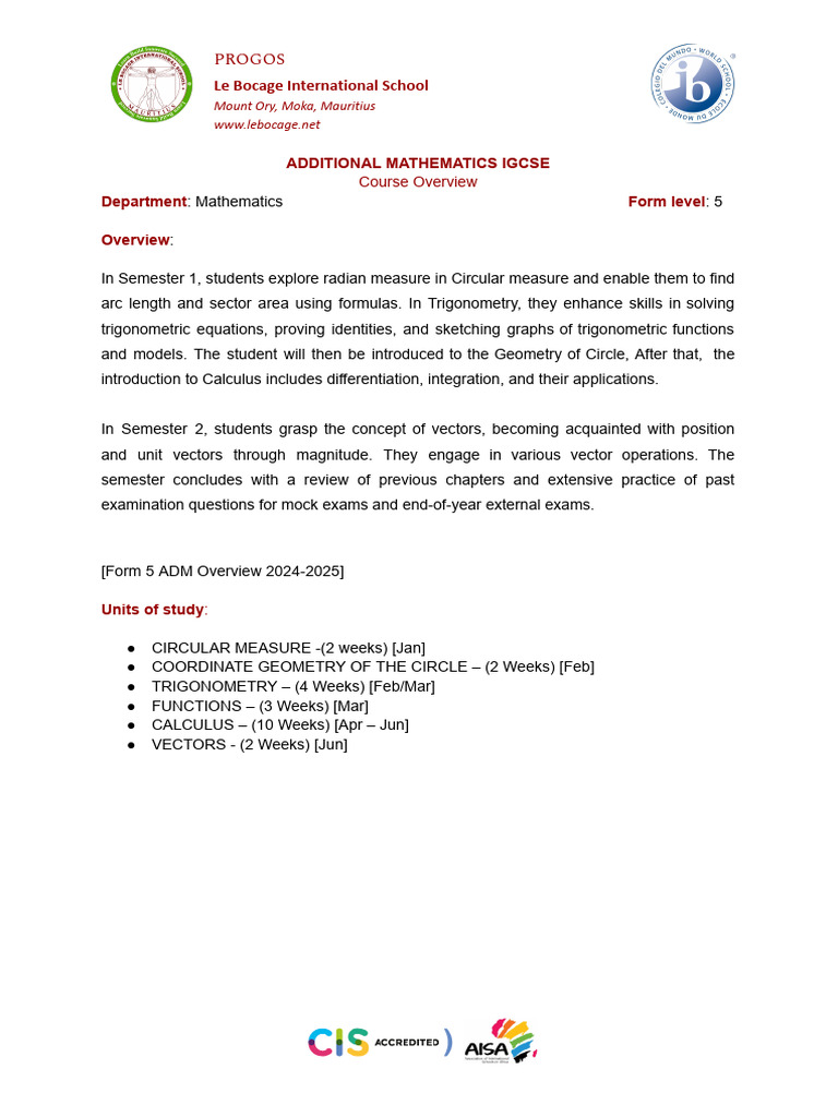 Syllabus F5 Add Maths 2025.docx-1 | PDF | Mathematics | Trigonometry