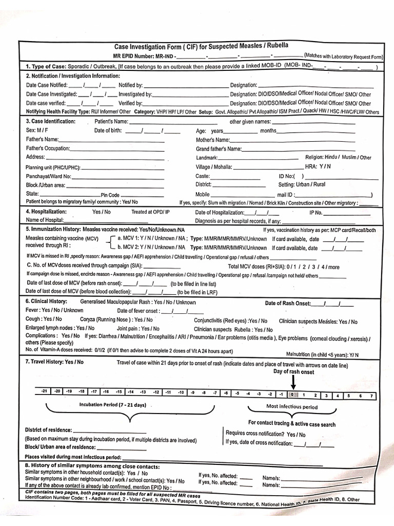 Measles Cif Form | PDF