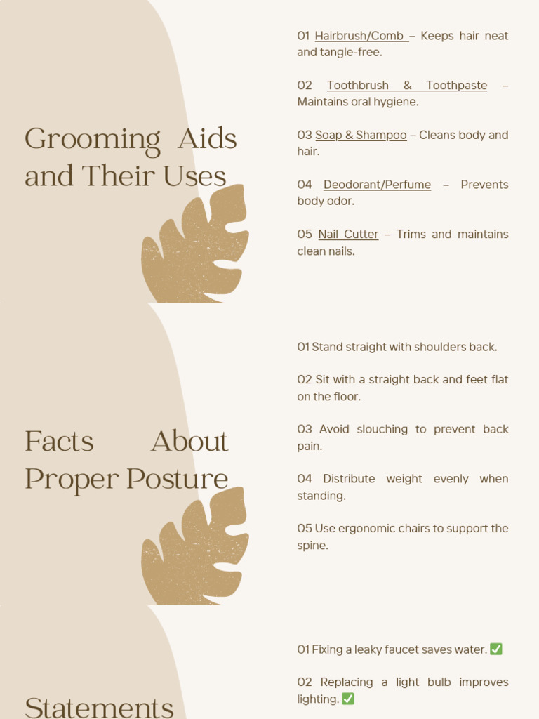Grooming Aids and Their Uses | PDF | Cooking | Screw