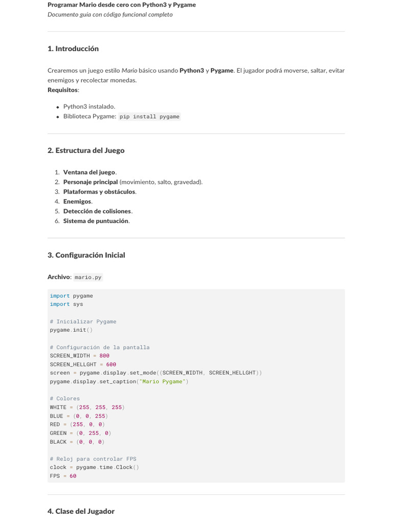 Mario Pygame DeepSeek Tutorial | PDF | Juego de azar