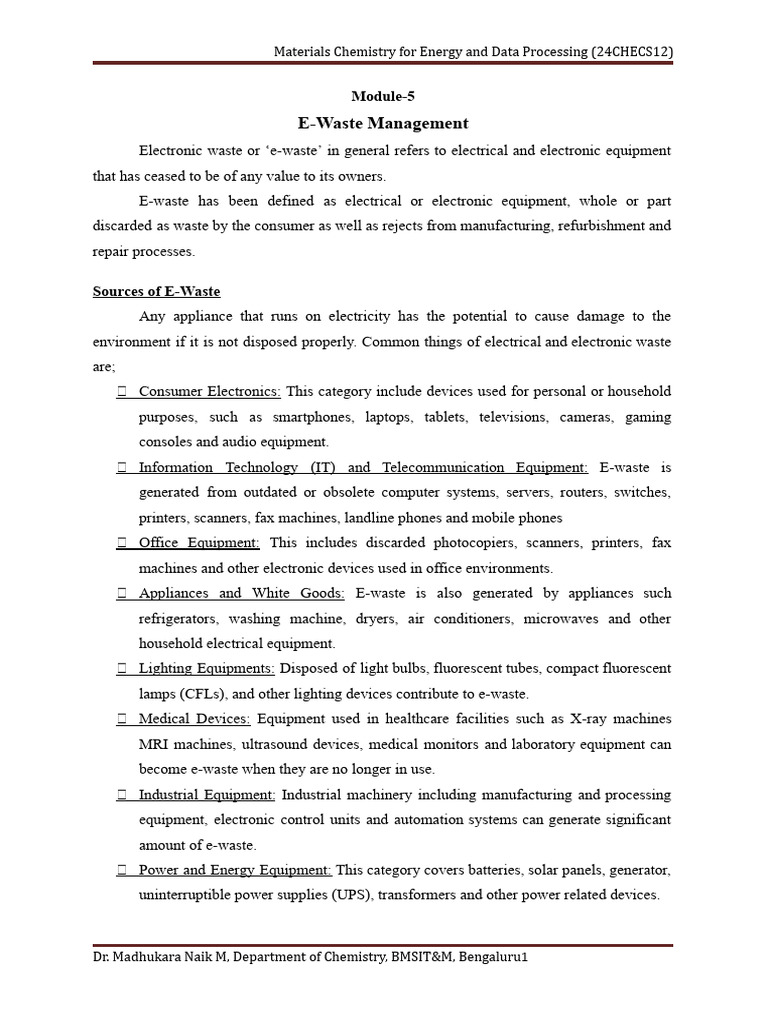 Module-5 - E-Waste Management | PDF | Electronic Waste | Smelting