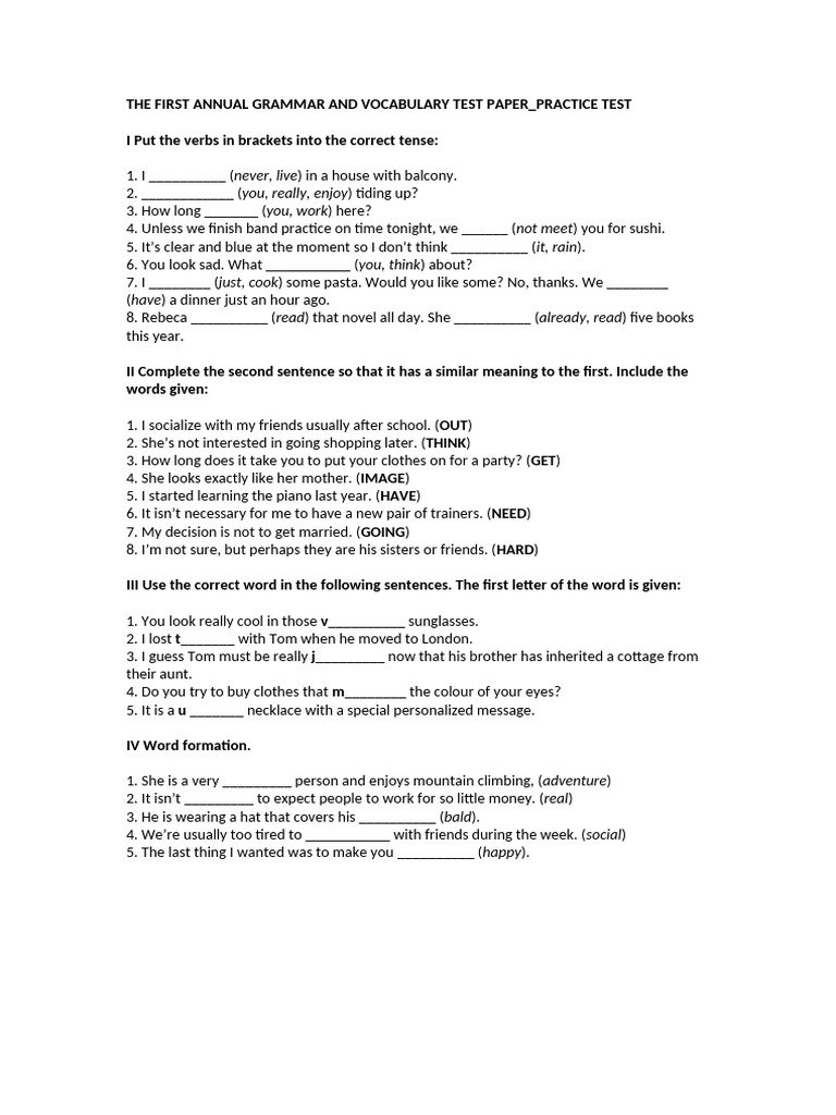 First Annual Test Paper - Practice Test | PDF