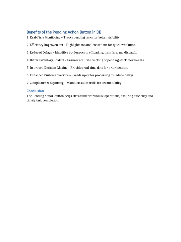 Pending Action Benefits | PDF
