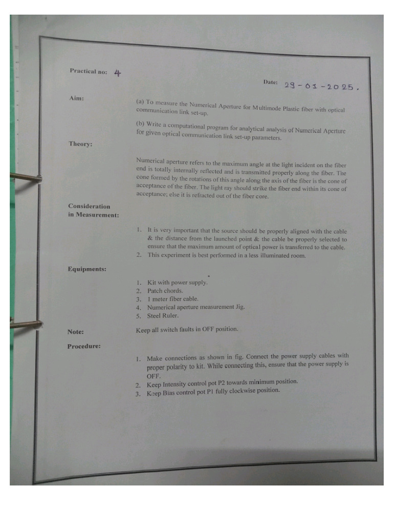 FOC - EXPT4 - Numericak Aperture | PDF
