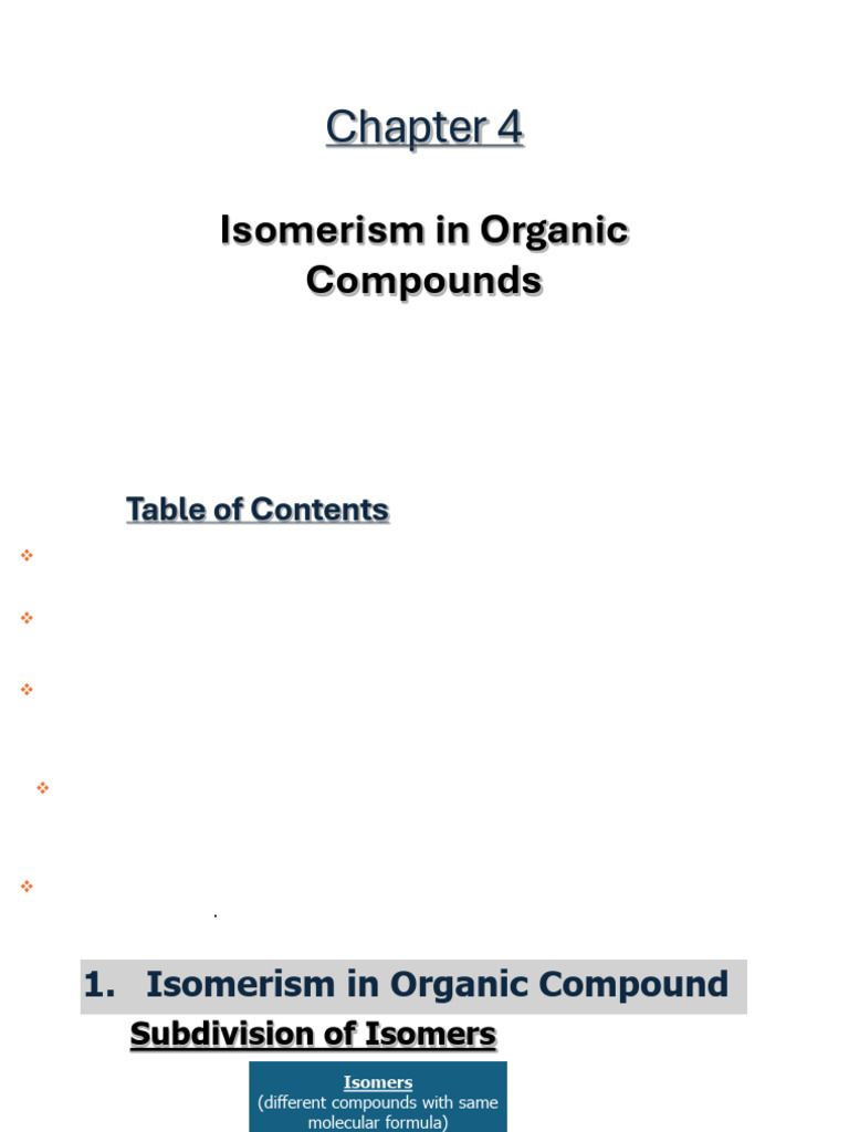 Chapter 4 Isomerism - DR Sheikh - 250309 - 040337 | PDF | Chirality (Chemistry) | Isomer