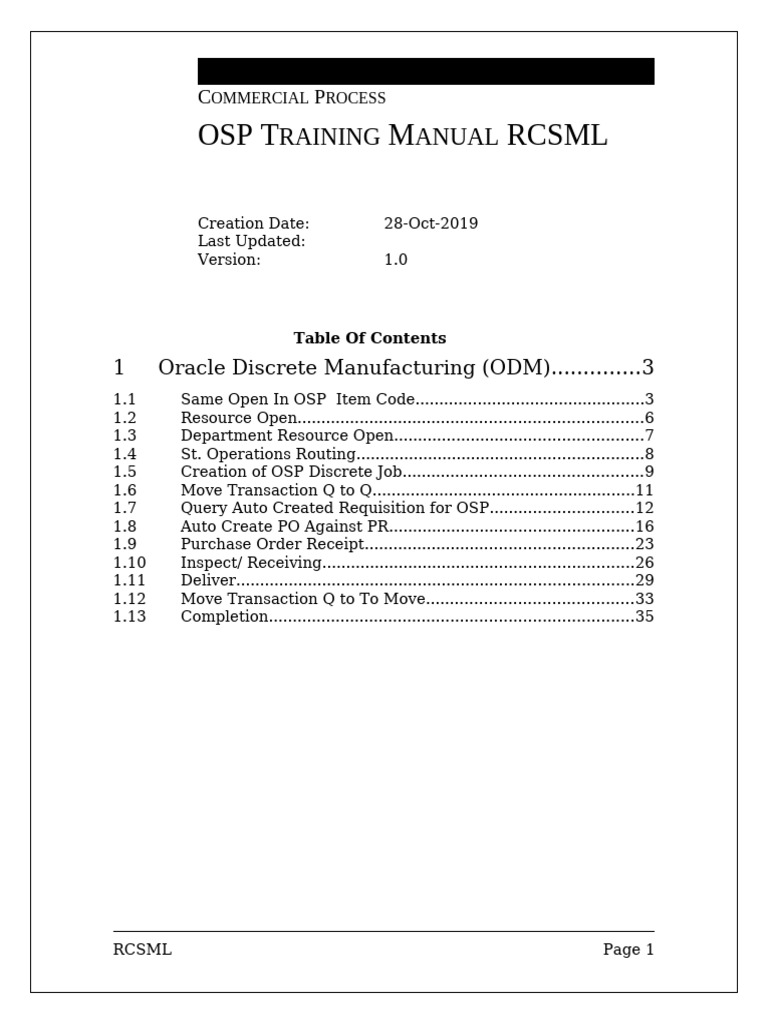 OSP Training Manual for Oracle ODM | PDF | Receipt | Computing