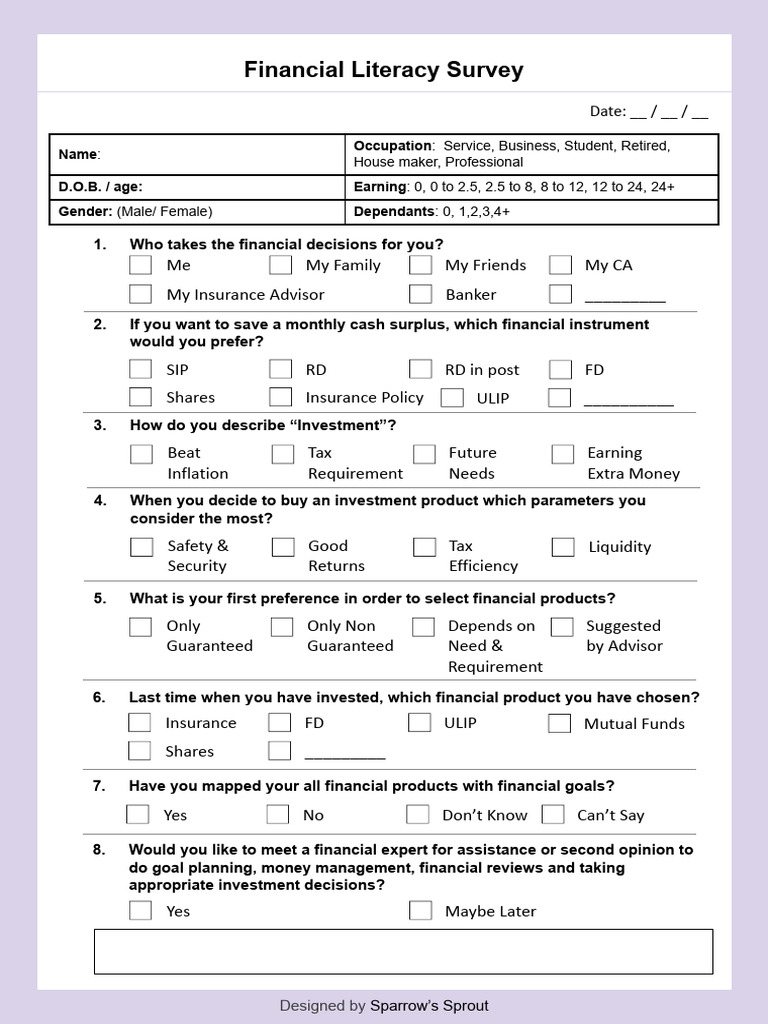 Financial Literacy Survey | PDF | Private Sector | Economies