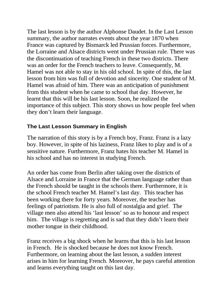 Last Lesson | PDF