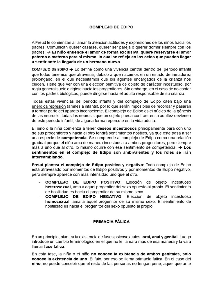 Complejo de Edipo y su Impacto Psicológico | PDF | Complejo de Edipo ...