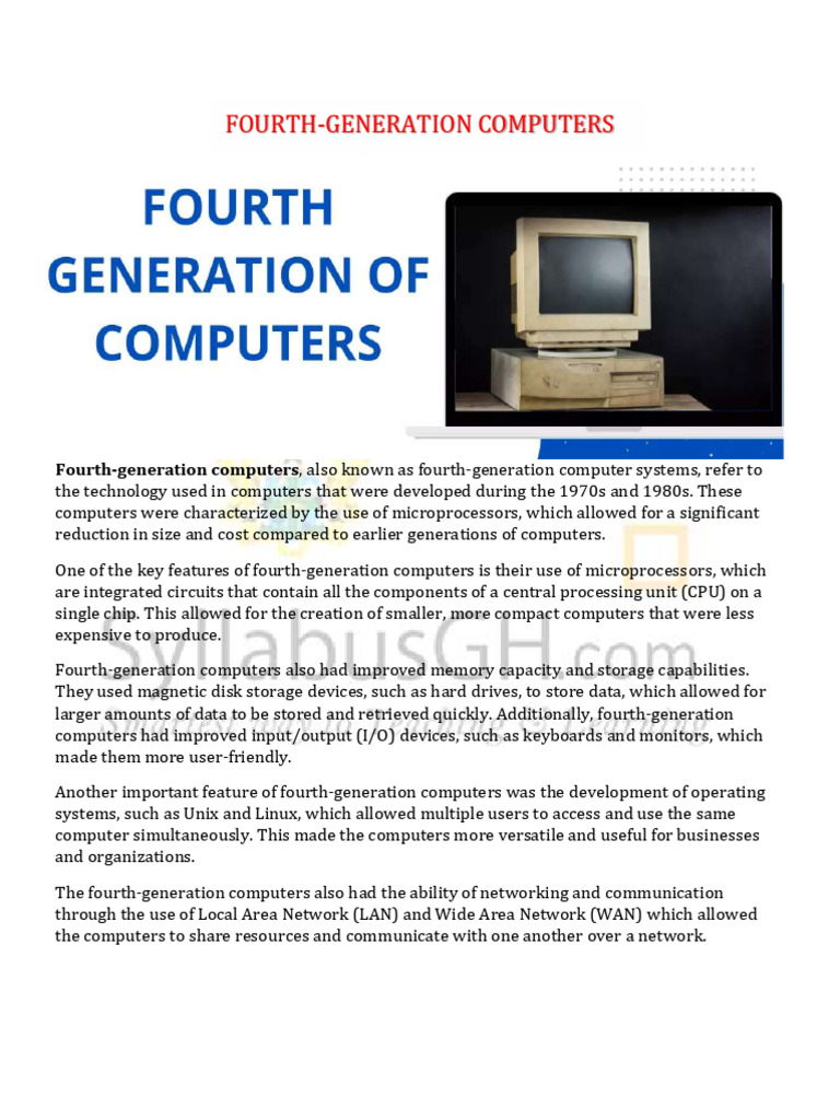 2.0.0 Fourth-Generation Computers | PDF | Central Processing Unit ...