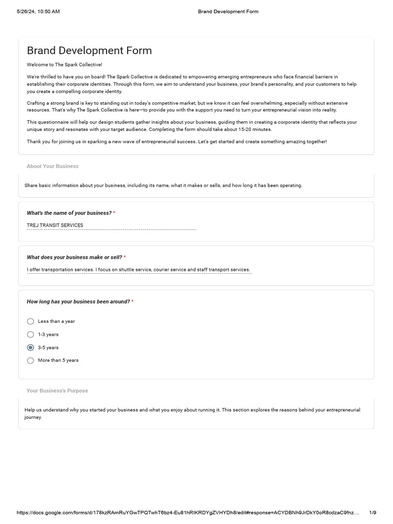 Brand Development Form - TREJ Transit Services | PDF | Brand | Brand ...