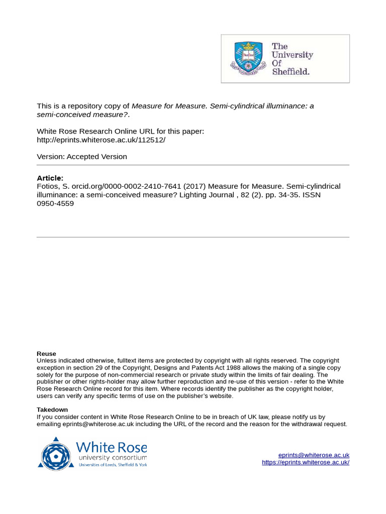 Fotios 2017 Semi Cylindrical Illuminance TEXT VERSION | PDF | Lighting ...