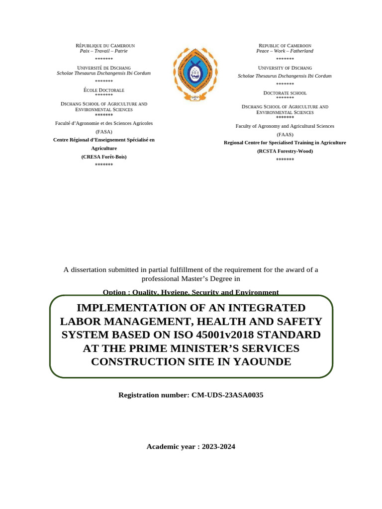 Dissertation 2024 ABOMO NEW VERSION BON | PDF | Risk | Occupational Safety And Health