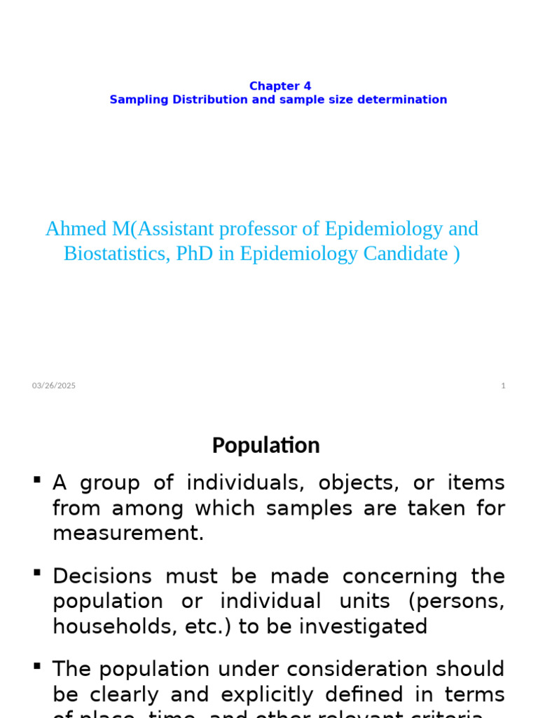 Chapter 4 Samplind Distr and SS | PDF | Sampling (Statistics) | Sample Size Determination