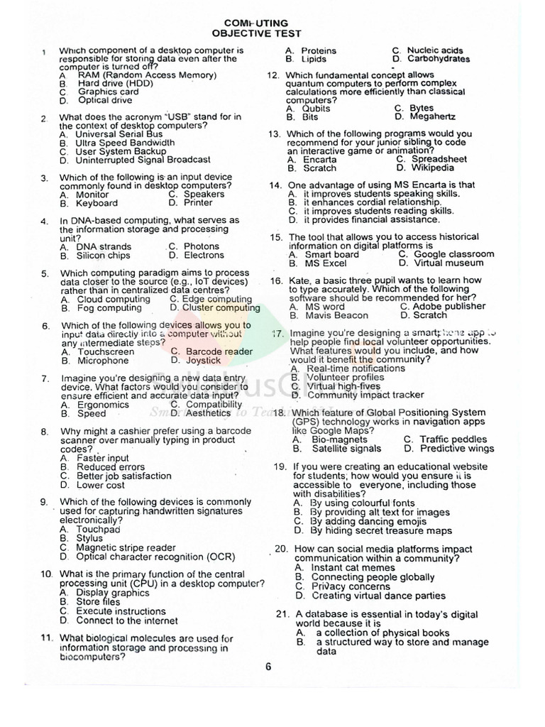 2025 FEB MOCK 2 - Computing 1 | PDF