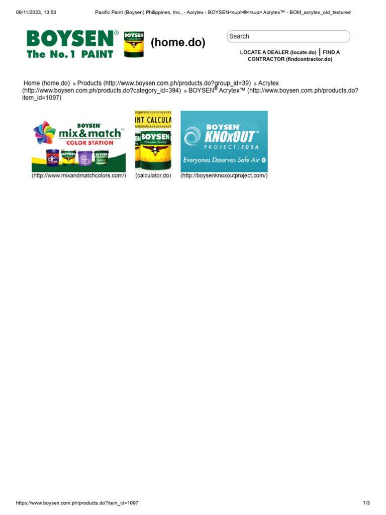 Pacific Paint (Boysen) Philippines, Inc., - Acrytex - BOYSEN - Sup ...