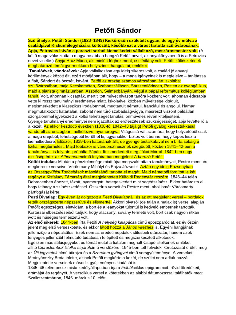 Pet?fi SÃ¡ndor 2 | PDF