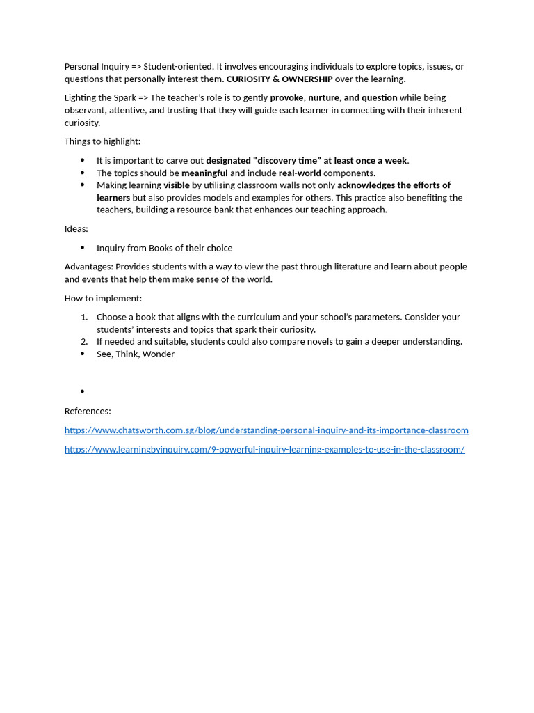 Fostering Personal Inquiry in Students | PDF