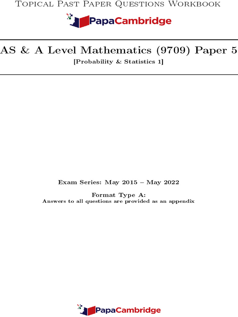 Maths 9709 Paper 5 Format 1 - Answers (All Topics) | PDF | Evaluation ...