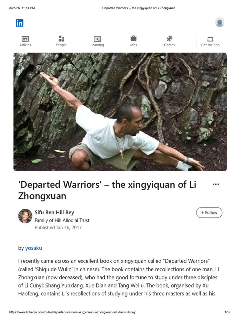 Departed Warriors - The Xingyiquan of Li Zhongxuan by Yosaku | PDF | Chinese Martial Arts | East ...
