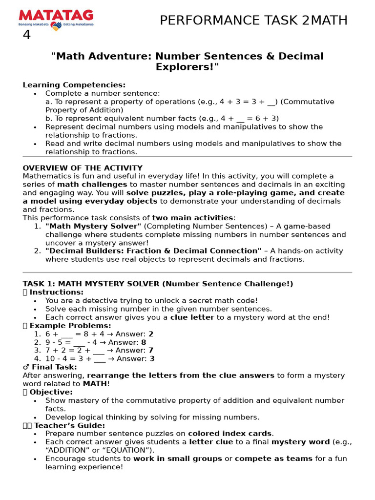 MATH-4-PERFORMANCE-TASK-2 | PDF | Mathematics | Numbers