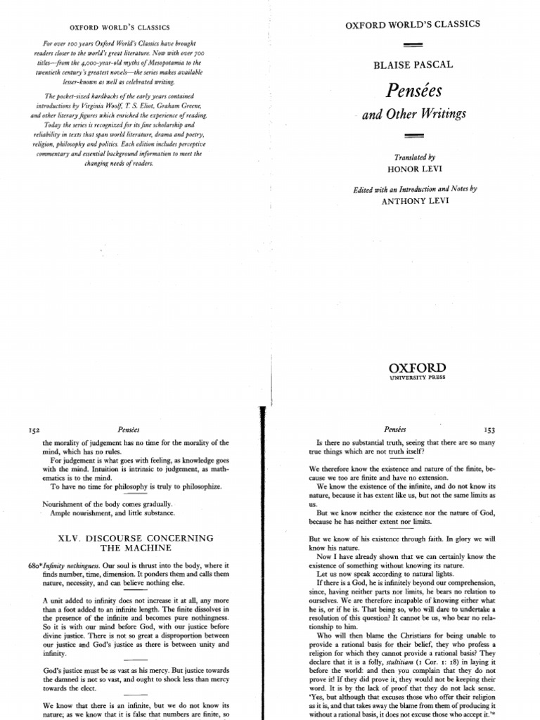 Pascal+ +Pensees+the+Wager | PDF | Reason | Faith