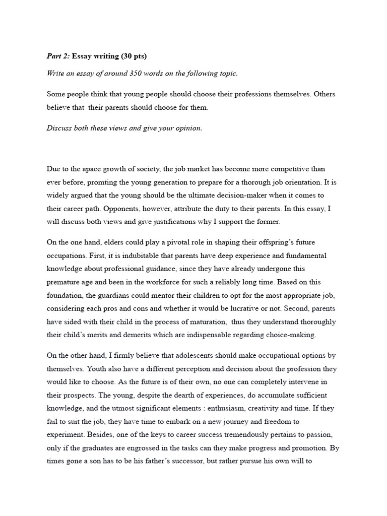 Part 2 - Essay Writing (30 PTS) | PDF | Behavioural Sciences