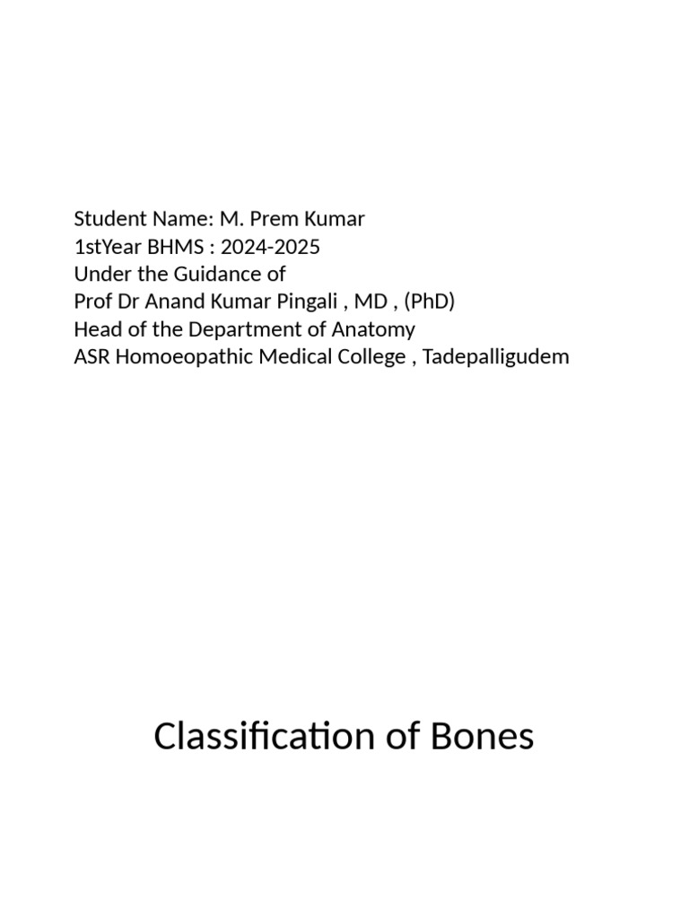 Classification of Bones | PDF