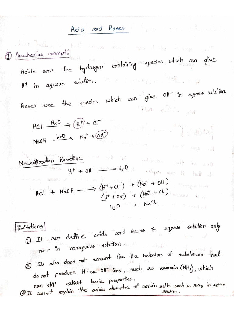 Note - Acid and Bases | PDF