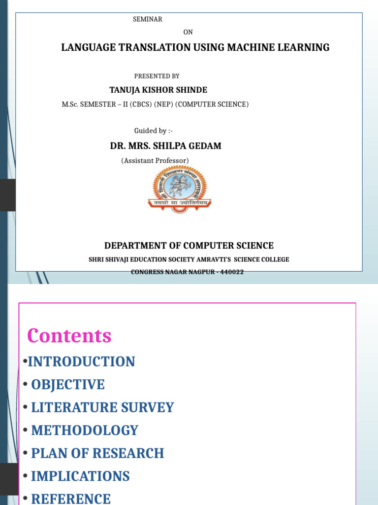 Tanuja Sem II PPT-34 | PDF | Machine Learning | Translations