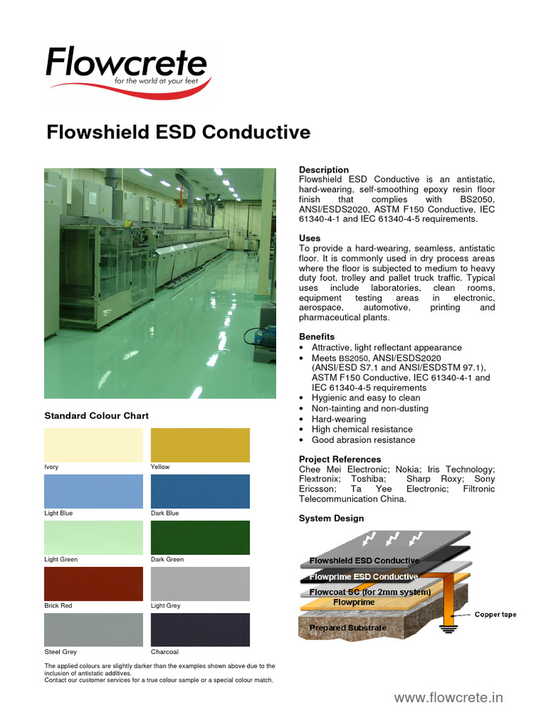 flowshield-esd-conductive | PDF | Concrete | Electrostatic Discharge
