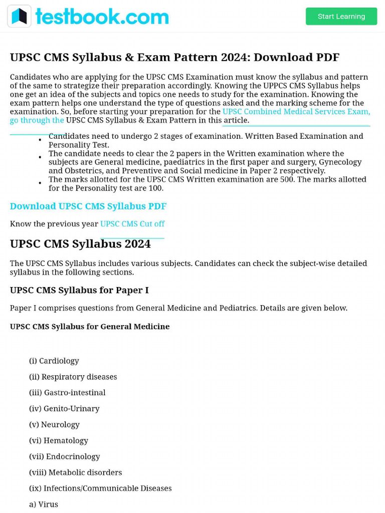 UPSC CMS Syllabus & Exam Pattern 2024_ Download PDF | PDF