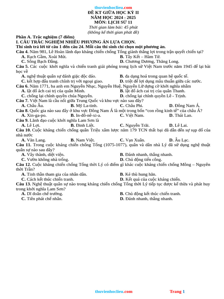 Dektragk HK2 Lich Su 11 Canh Dieu Nam 24 25 | PDF