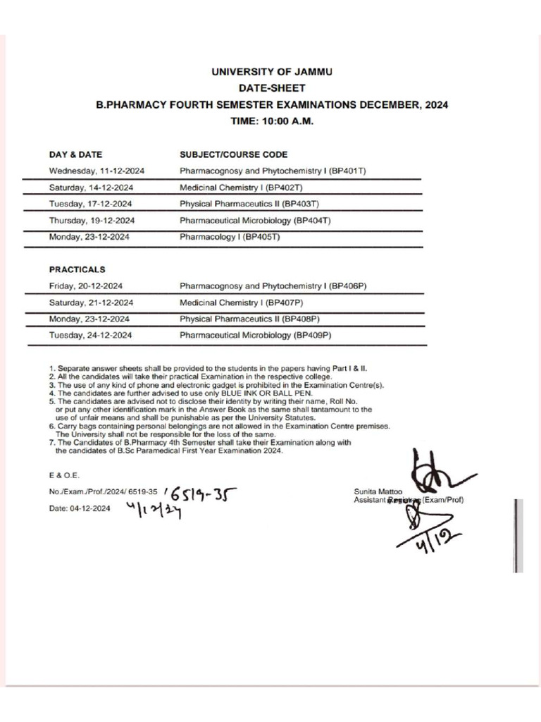 B Pharmacy 4th Semester | PDF