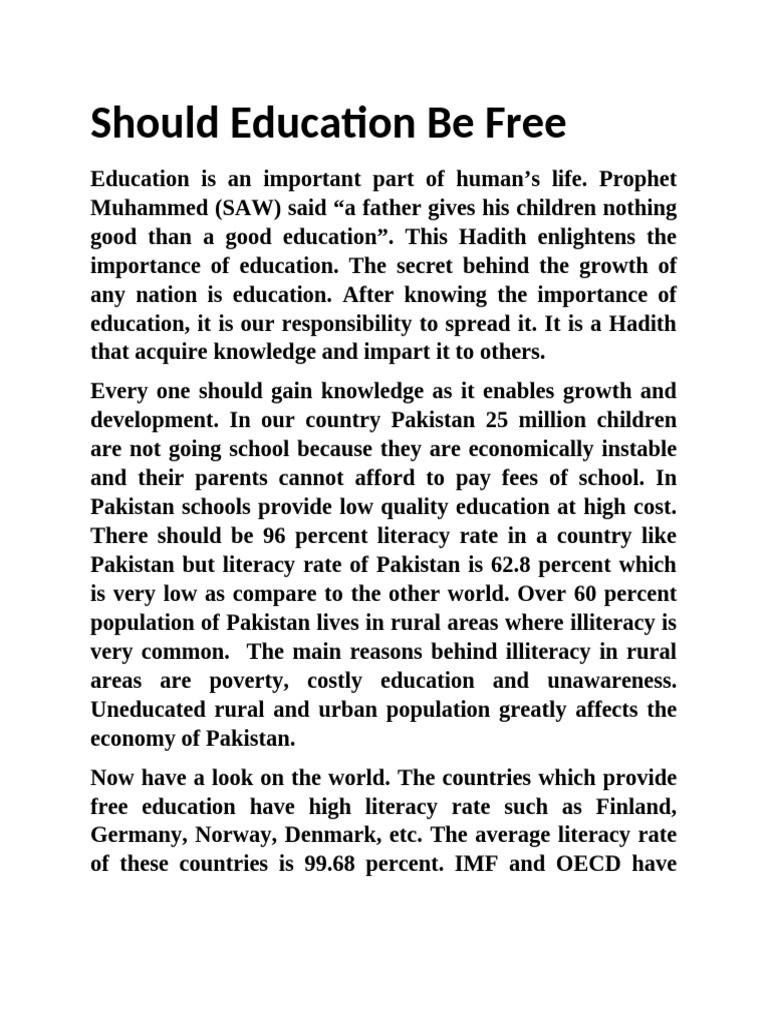 7 Reasons Education Should Be Free | PDF