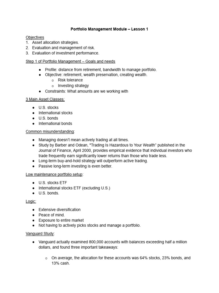 Portfolio Management Basics: Asset Allocation | PDF | Exchange Traded ...