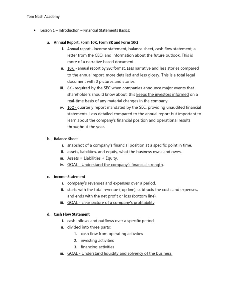 Lecture 31 - How To Read Financial Statements - Part 1 | PDF