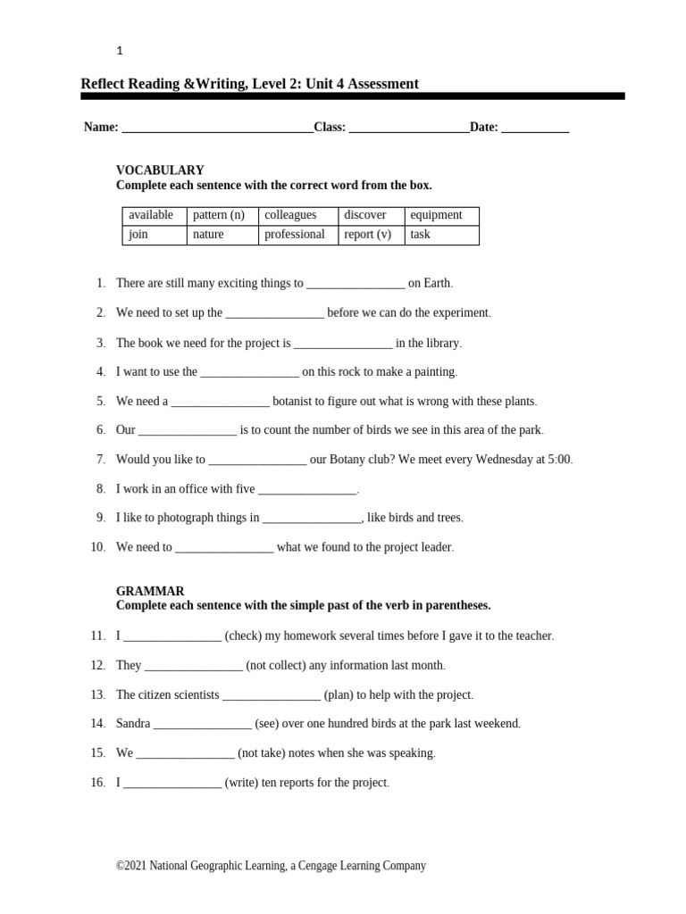 166872_Reflect_RW2_Assessment_AnswerKey_Unit04 | PDF | Wildfire | Smoke