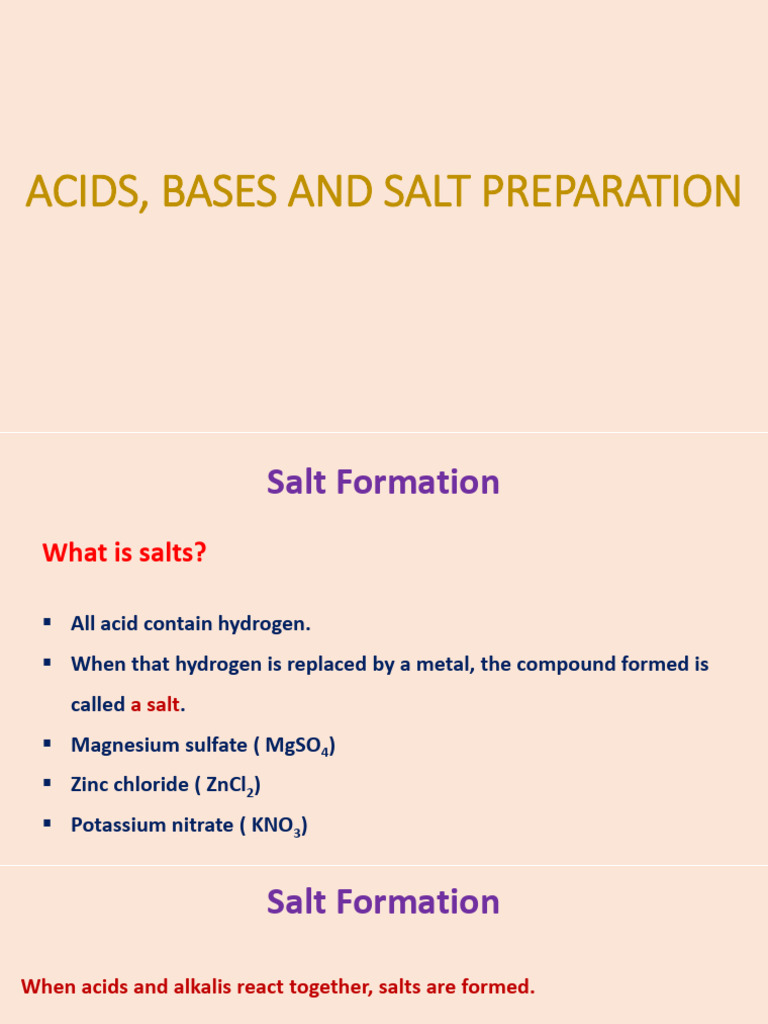 Understanding Acids, Bases, and Salt Preparation | PDF | Hydroxide ...