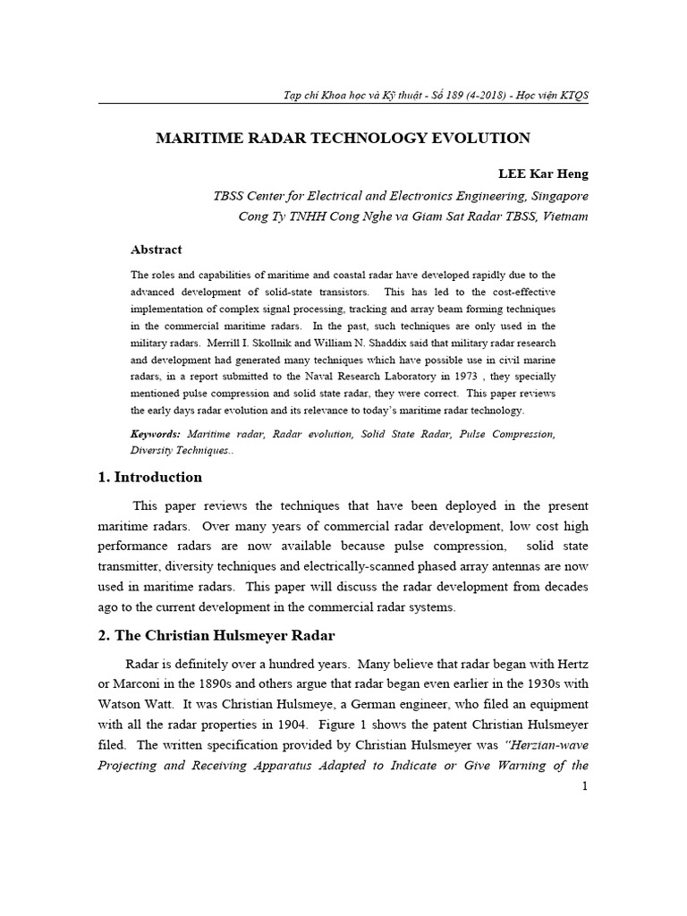 Maritime Radar Technology Advances | PDF | Radar | Remote Sensing