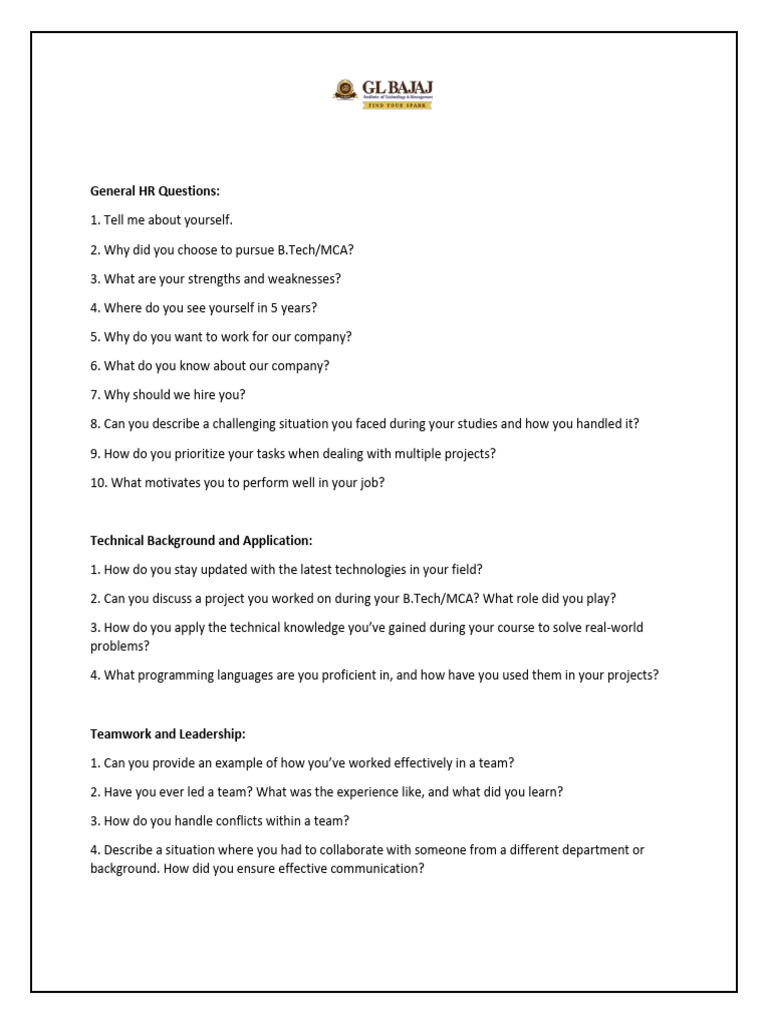 General HR Questions | PDF