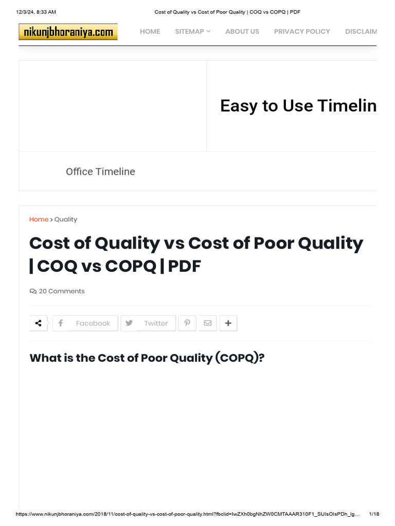 COQ vs COPQ Explained | PDF | Six Sigma | Audit