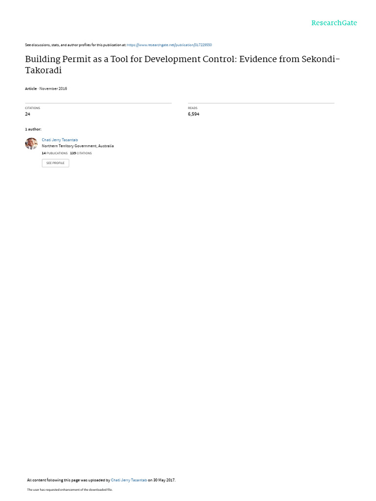 Building Permit As A Tool For Development Control: Evidence From ...