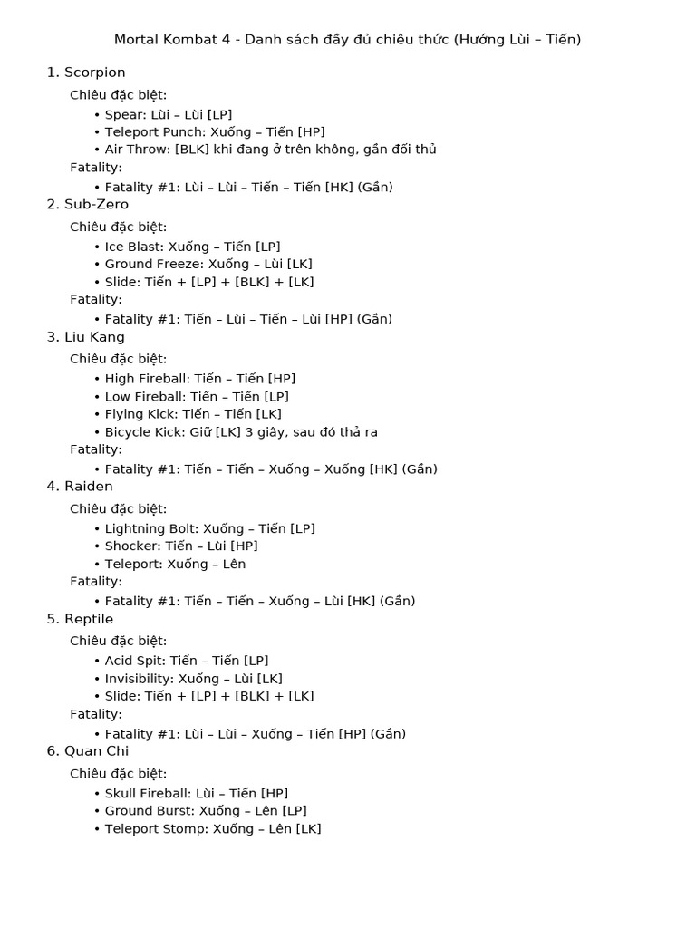 MK4 Full Combo Lui Tien | PDF