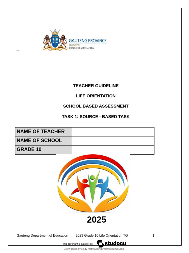 Final Grade 10 Lo Source Based Task TG 2023 | PDF | Self Esteem ...