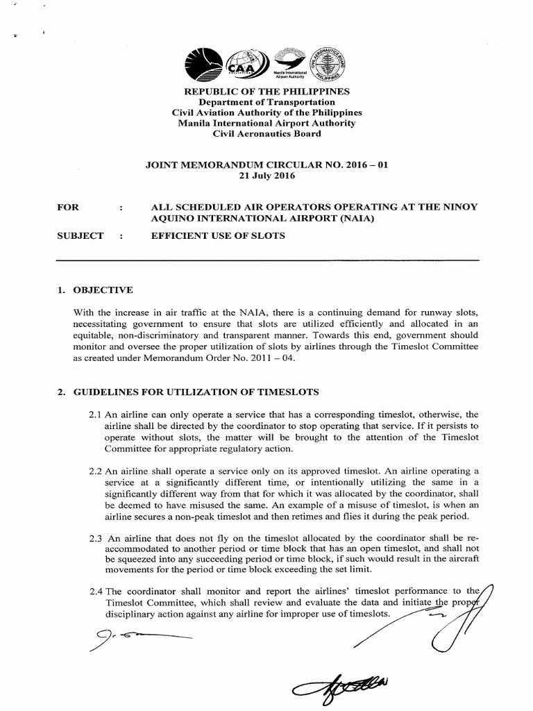 CAB Joint Memorandum Circular No. 2016-01 | PDF
