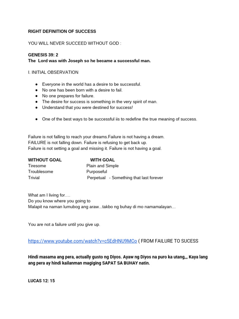 Right Definition of Success | PDF